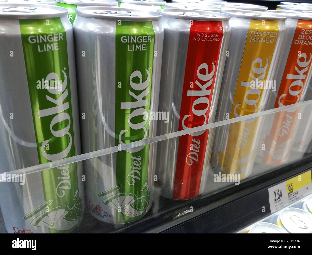 Cans of the Coca-Cola Co.'s new flavored Diet Coke product in a ...
