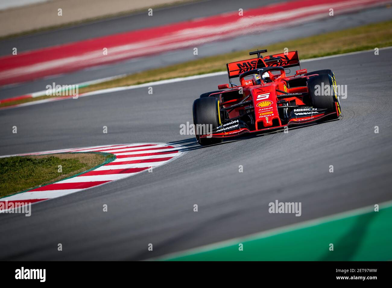 Sebastian Vettel of Scuderia Ferrari whit the SF90 during the first ...