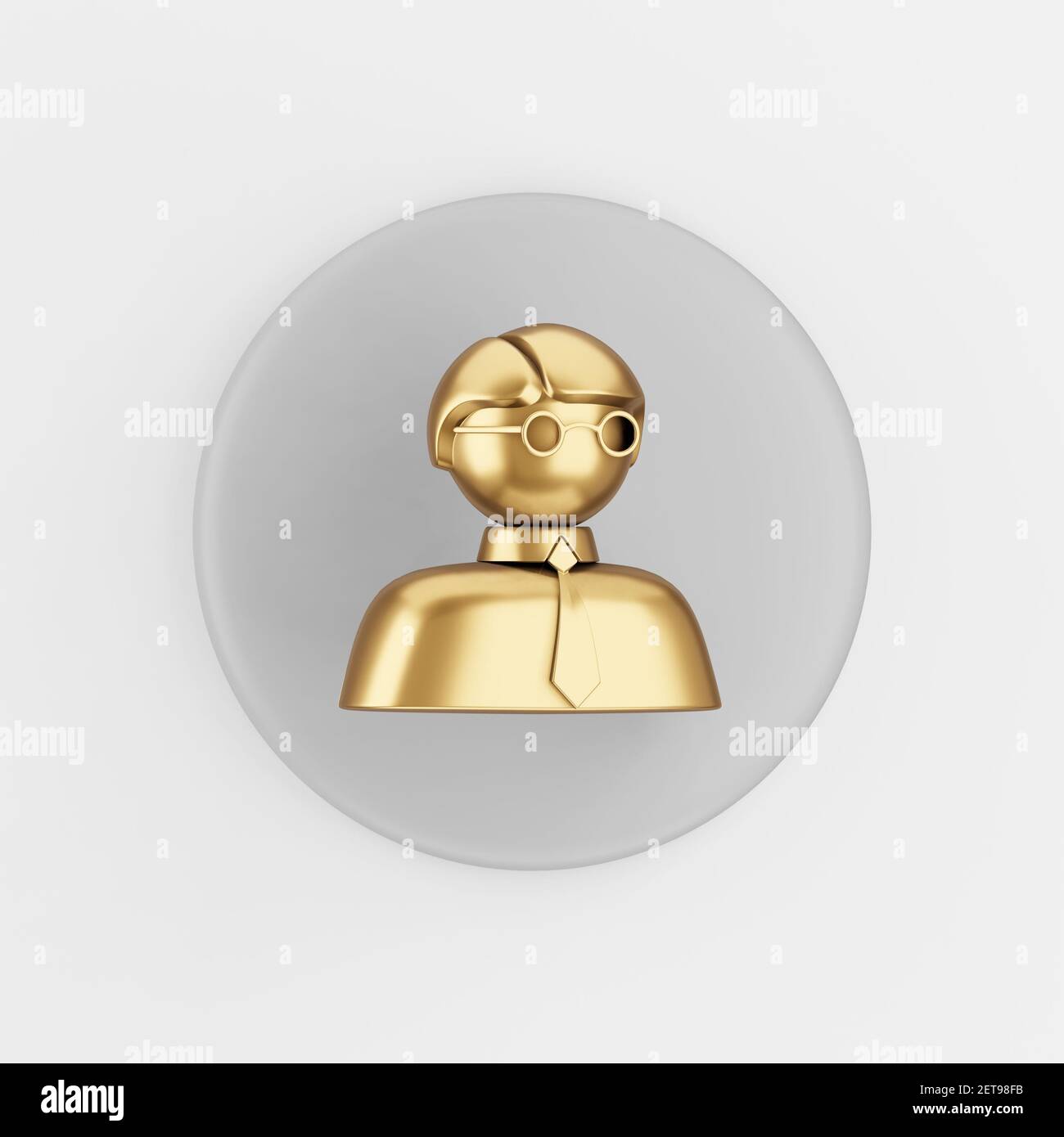 Golden man icon. 3d rendering gray round key button, interface ui ux element Stock Photo - Alamy