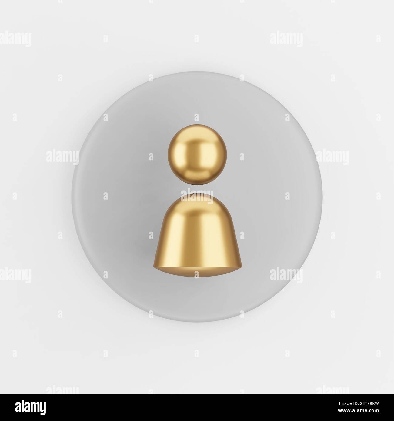 Person golden symbol icon. 3d rendering gray round key button, interface ui ux element Stock ...