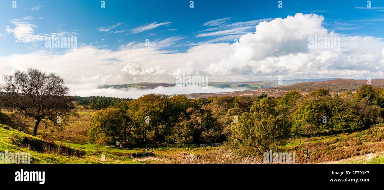 A panoramic view over the Longshaw Estate in the Peak District National ...