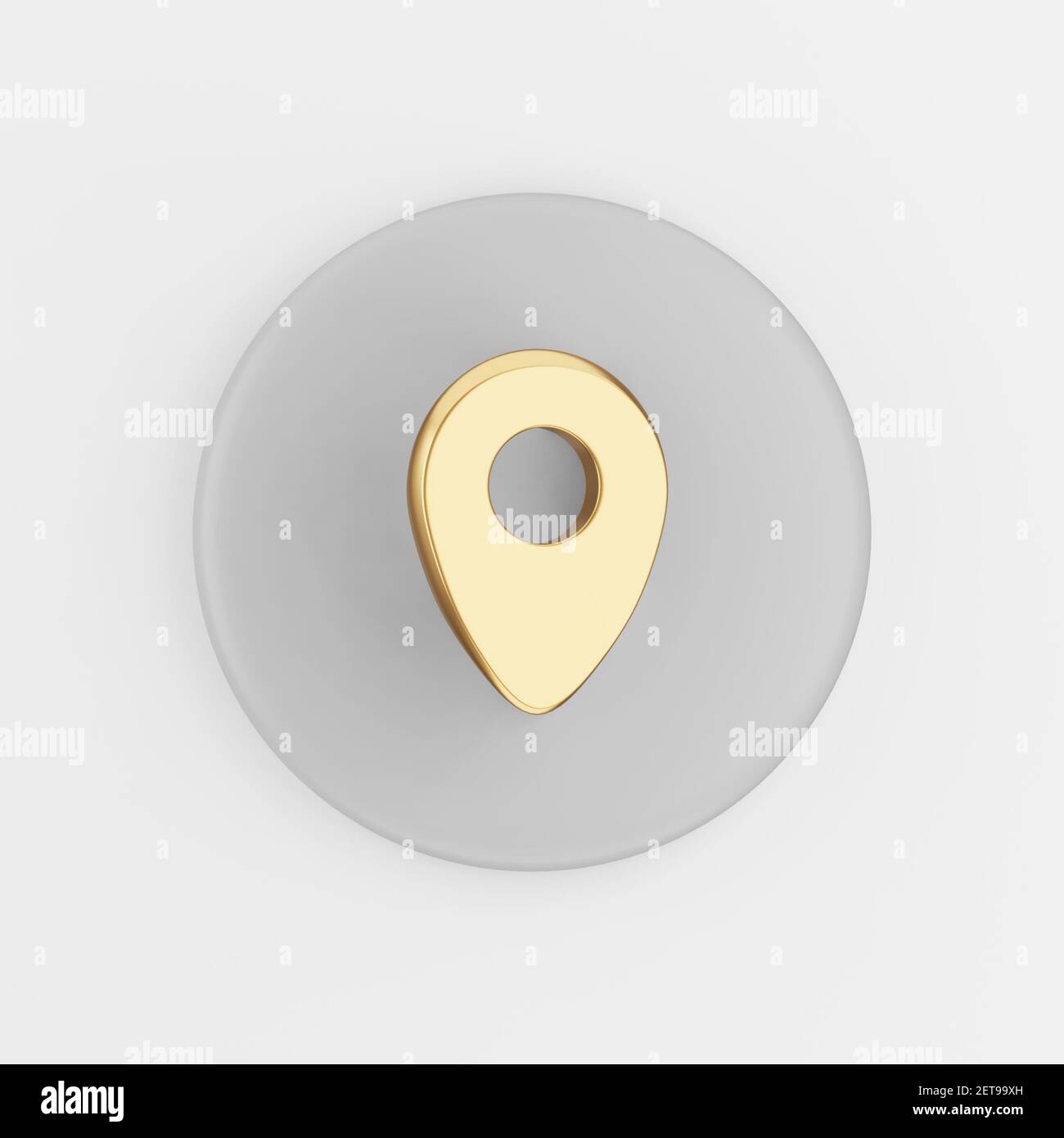 Location gold symbol icon. 3d rendering gray round key button, interface ui ux element Stock ...