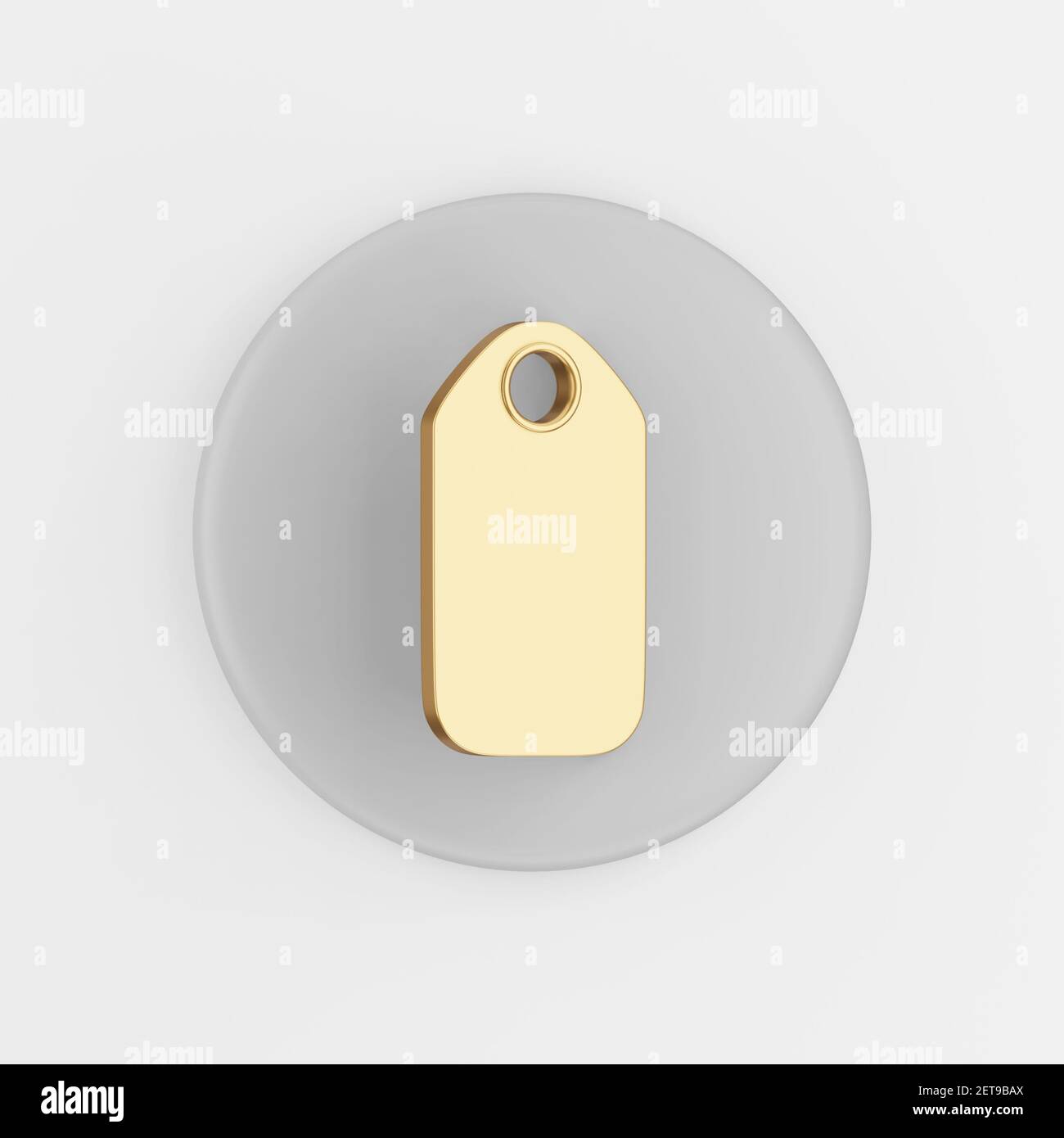 Gold hang tag icon. 3d rendering gray round key button, interface ui ux element Stock Photo - Alamy