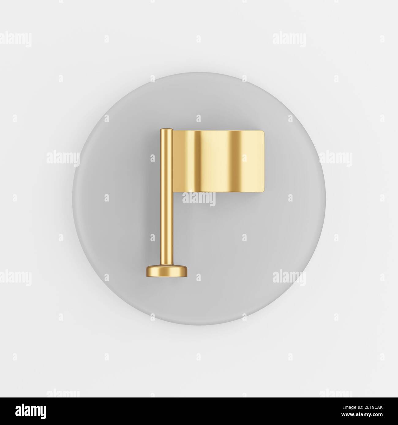 Gold table flag icon. 3d rendering gray round key button, interface ui ux element Stock Photo ...