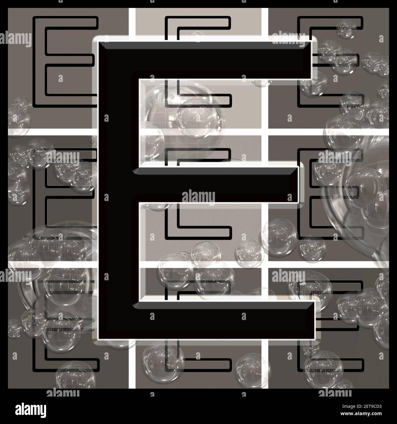 square graphic with the upper-case character E representing a capital ...