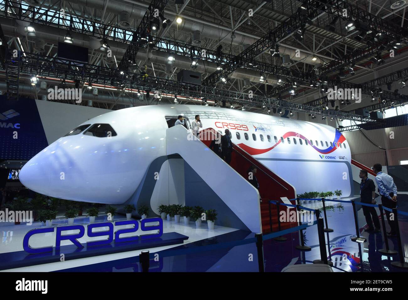 --FILE--A full-size mock-up of the CR929 widebody jet is displayed by ...