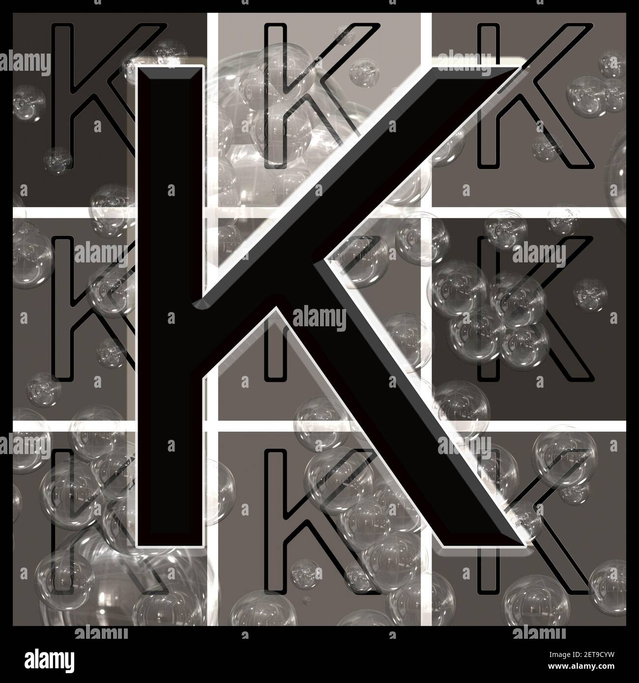square graphic with the upper-case character K representing a capital ...