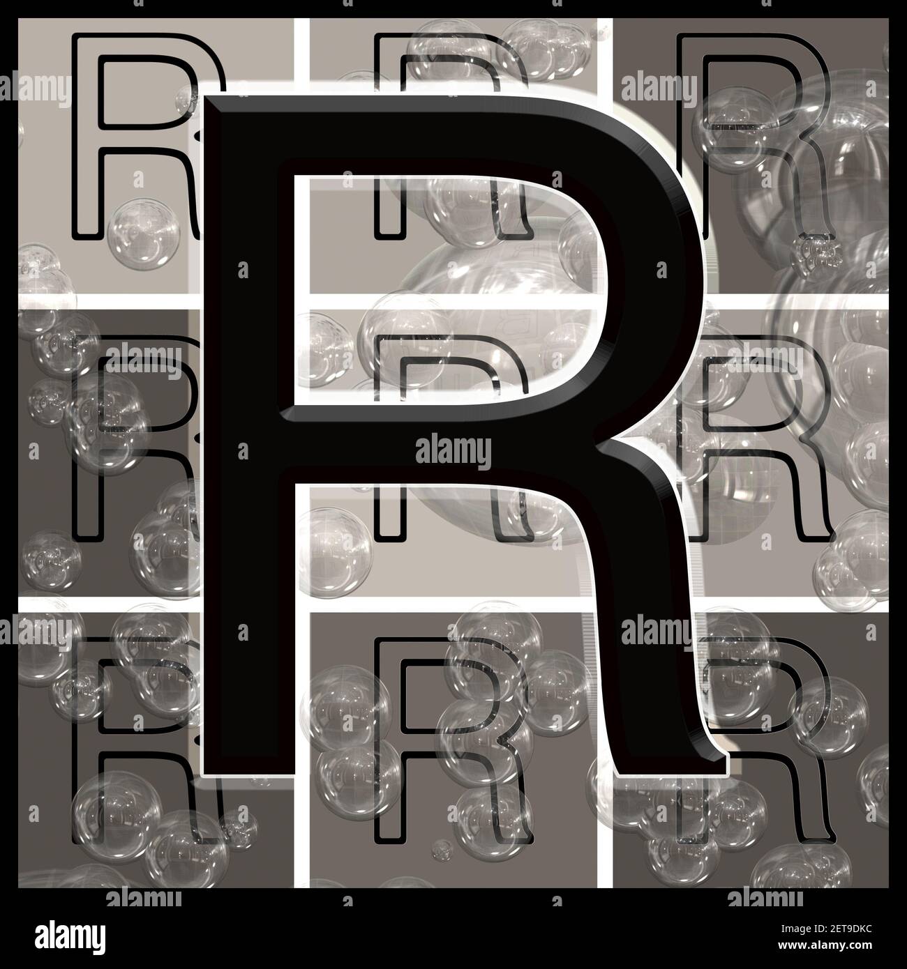 square graphic with the upper-case character R representing a capital ...