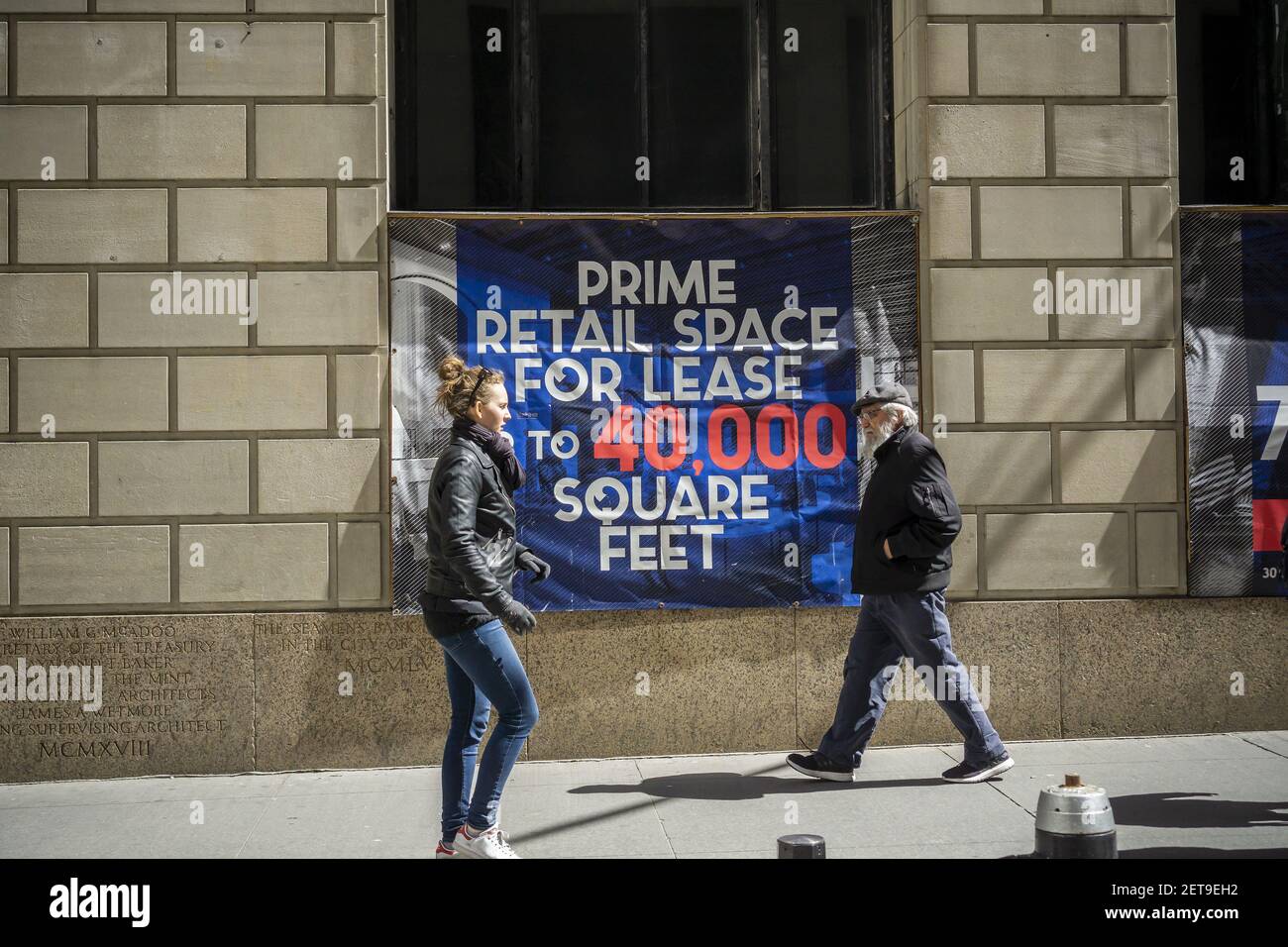 A vacant retail space on Wall Street in Lower Manhattan in New York on ...