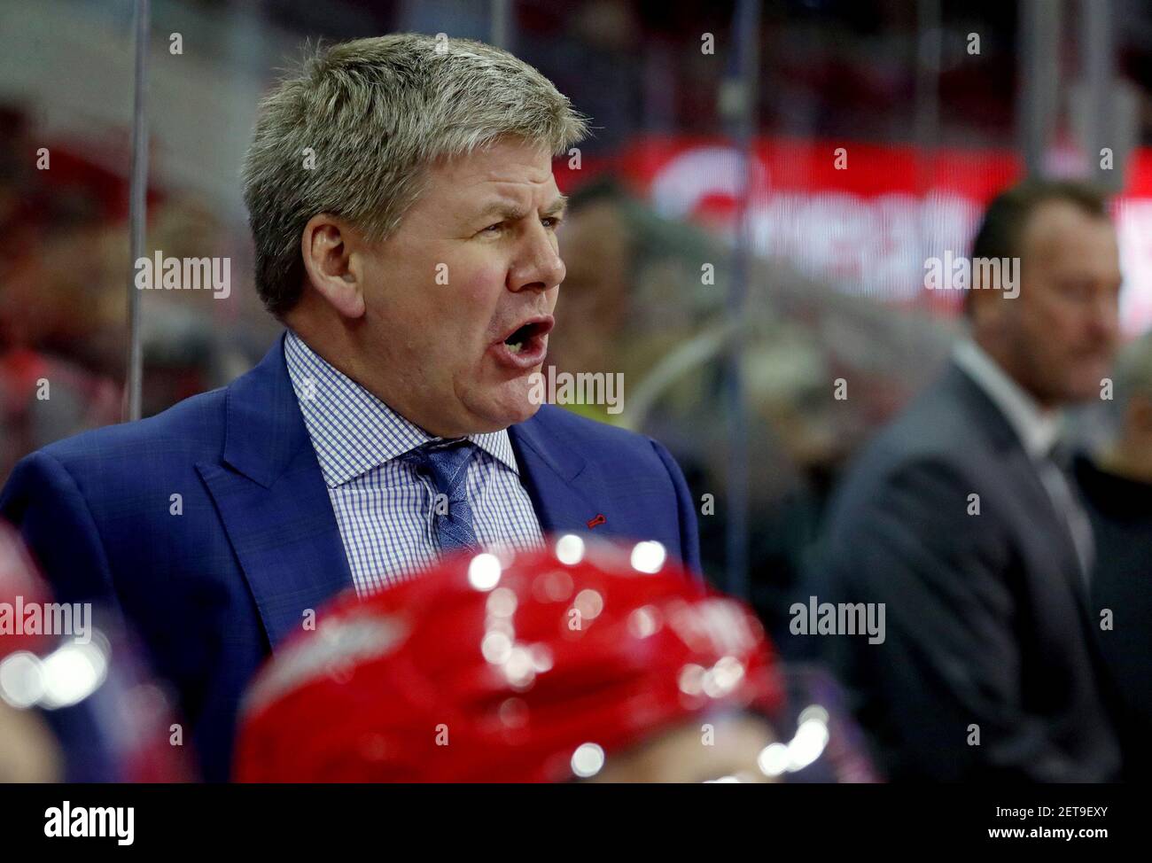 Carolina Hurricanes head coach Bill Peters directs the team during the ...