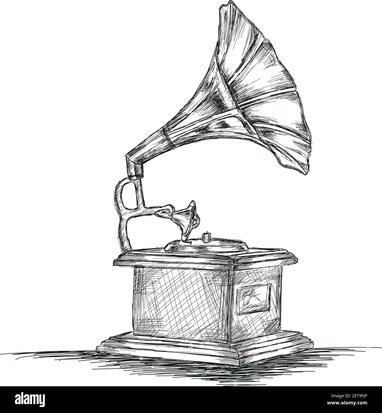 Gramophone Vector Illustration Sketch - Antique Music Player Stock ...
