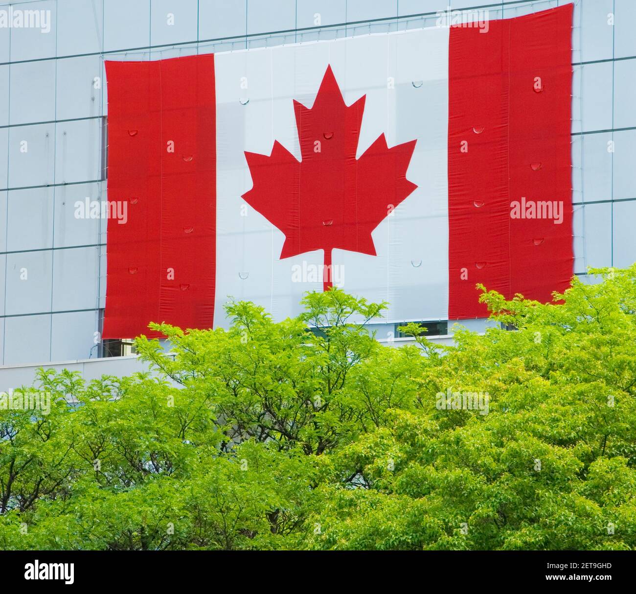 Large Canadian Flag Hanging from Building, Ottawa, Ontario, Canada ...