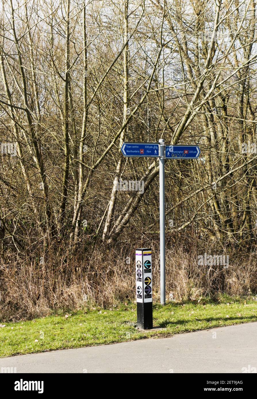 Direction signs to points of interest including hospital and station ...