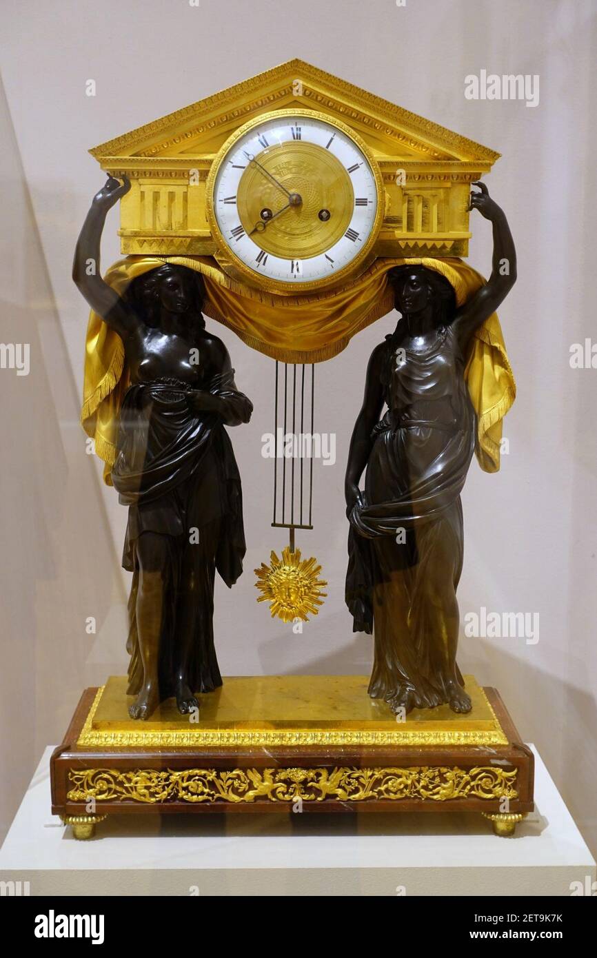 Pediment clock, movement by Lenoble a Paris, case attributed to ...