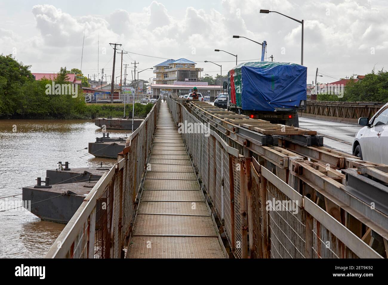 Demerara Harbour Bridge, pontoon bridge in Georgetown Guyana South ...