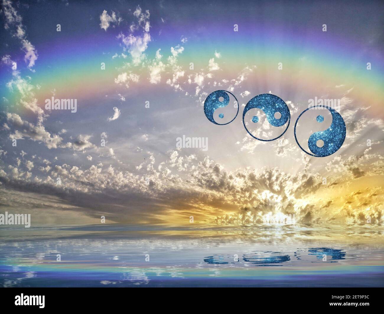 Spiritual background for meditation with yin yang symbol Stock Photo ...