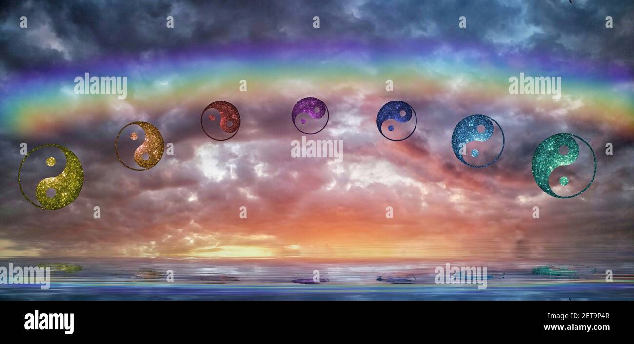 Spiritual background for meditation with yin yang symbol Stock Photo ...