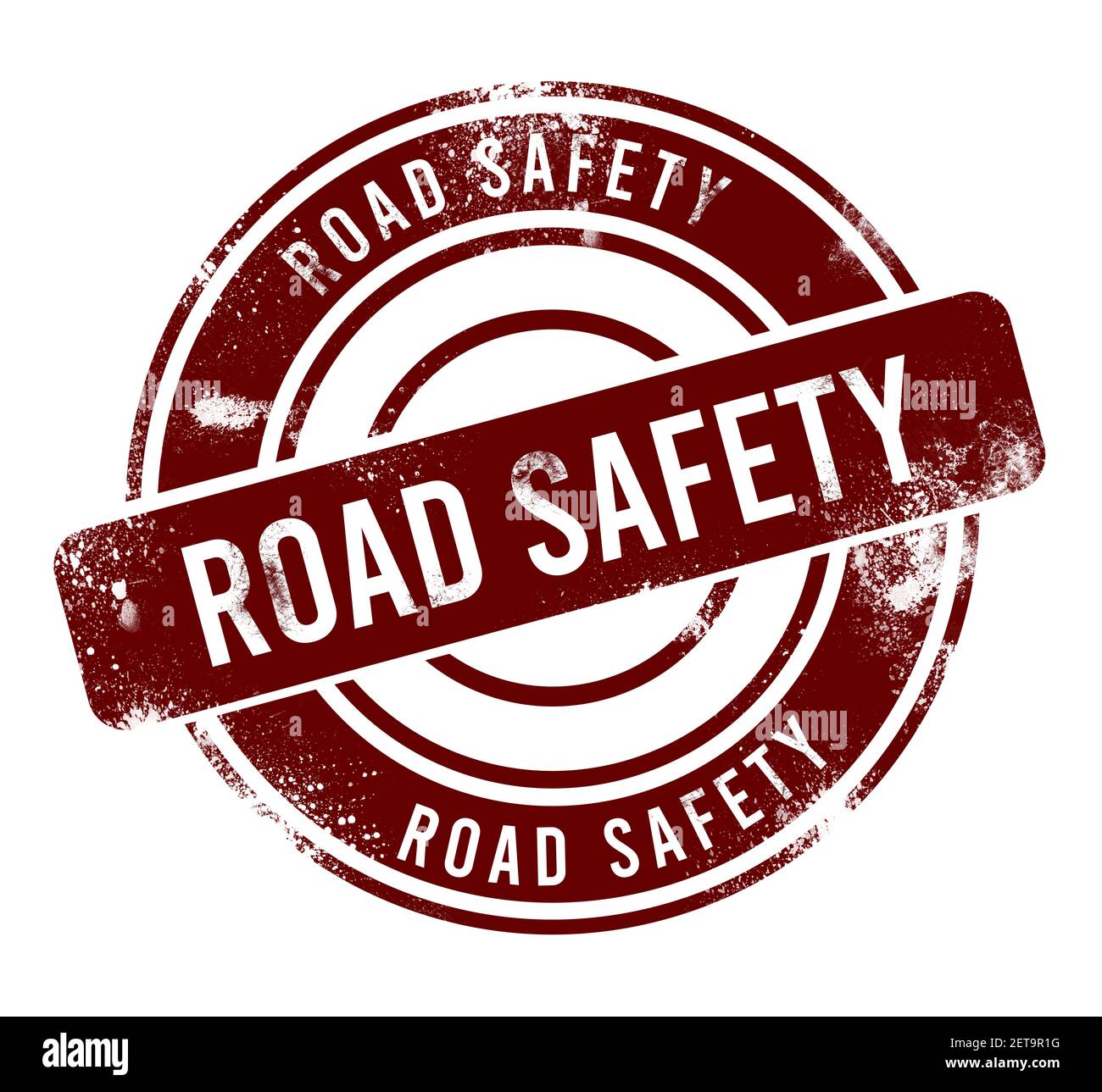 Road Safety - red round grunge button, stamp Stock Photo - Alamy