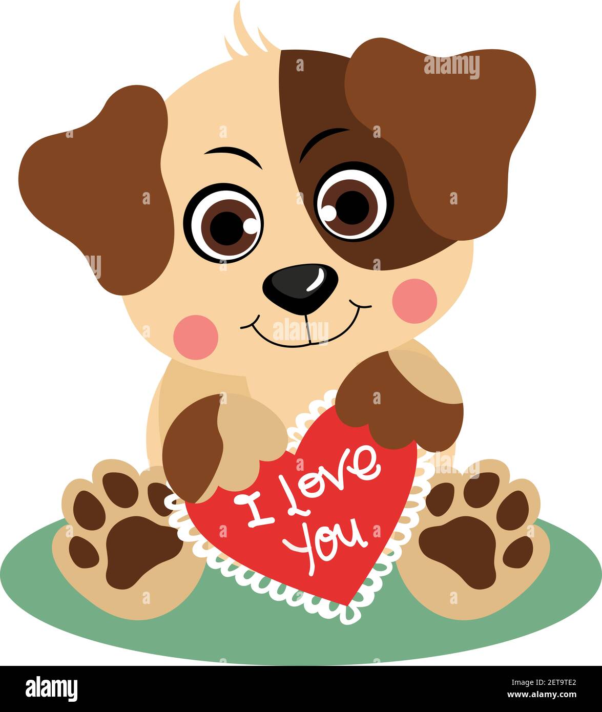 Cute dog holding a love red heart Stock Photo - Alamy