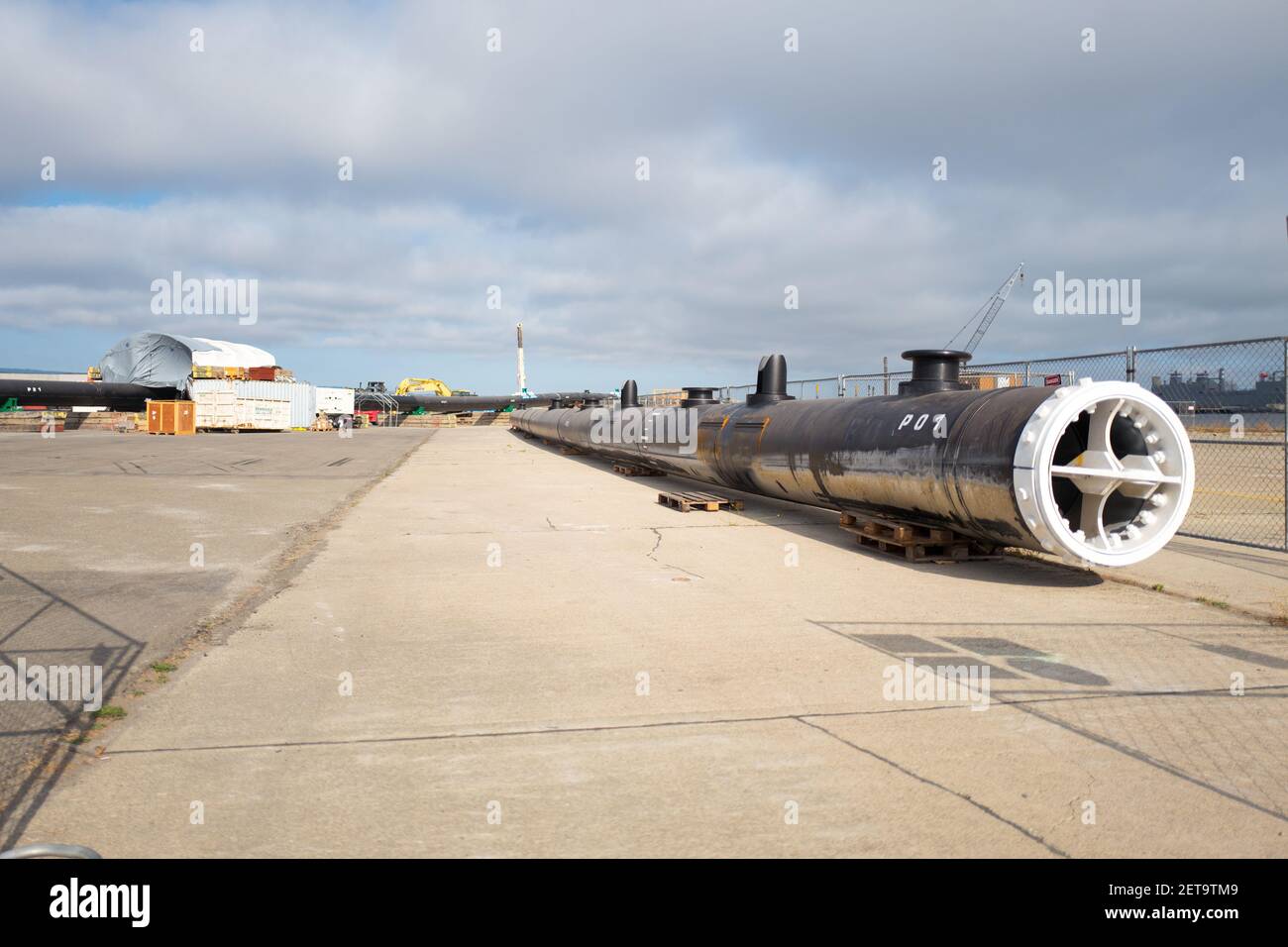 Ocean Cleanup's System 001 under assembly on Alameda Island, Alameda ...