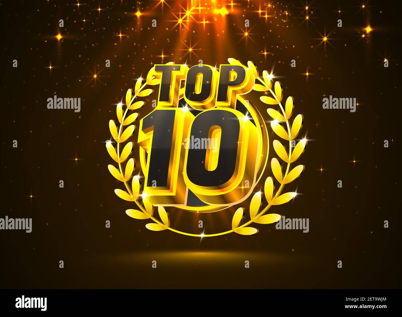 Top 10 best podium award sign, golden object. Vector illustration Stock ...