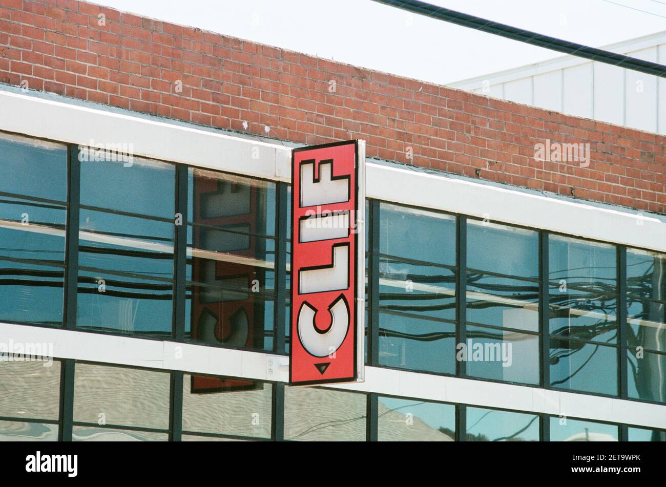 Close-up of sign on facade of headquarters of nutrition bar maker Clif ...
