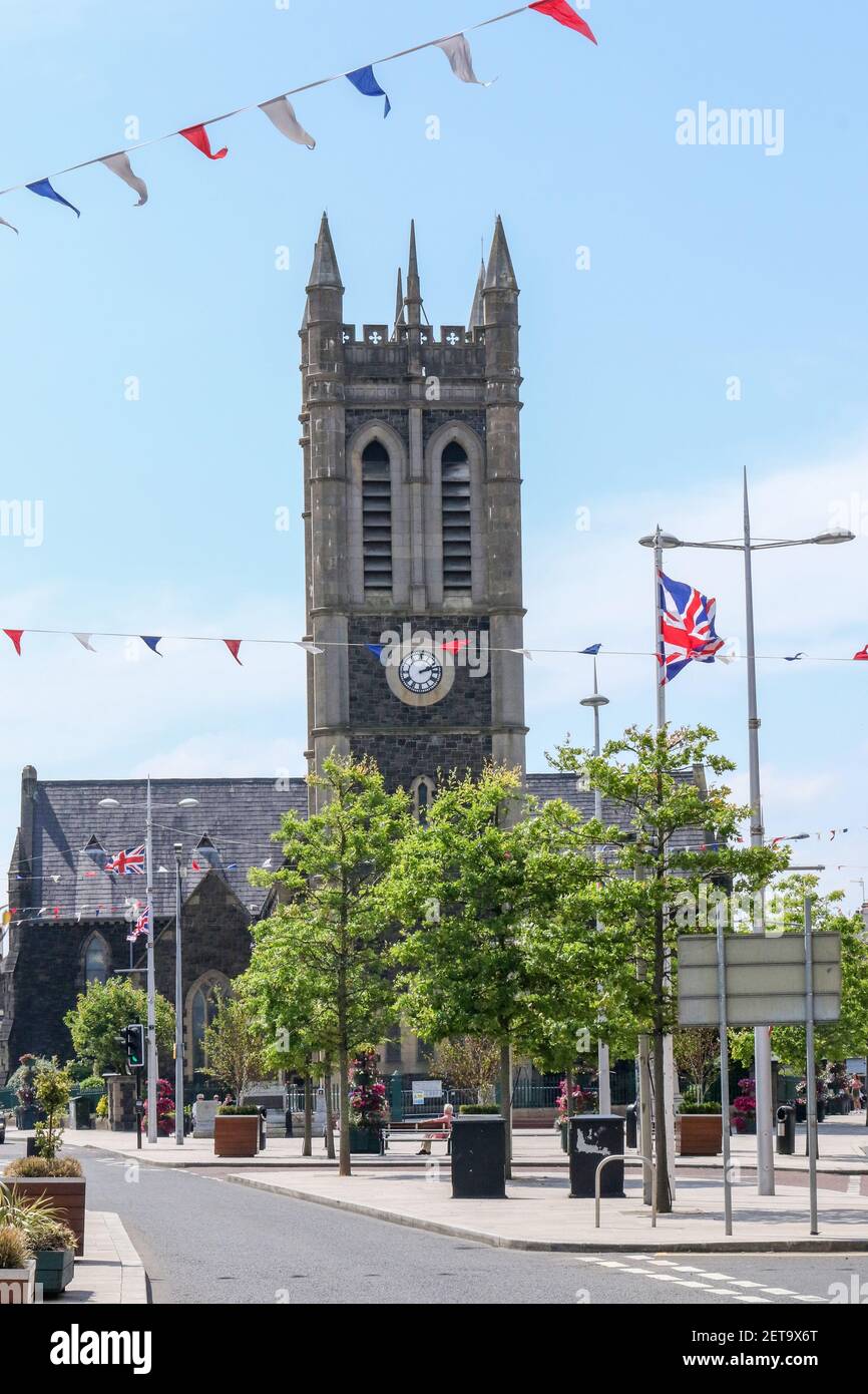 Church of Ireland parish church in Portadown Northern Ireland on warm ...