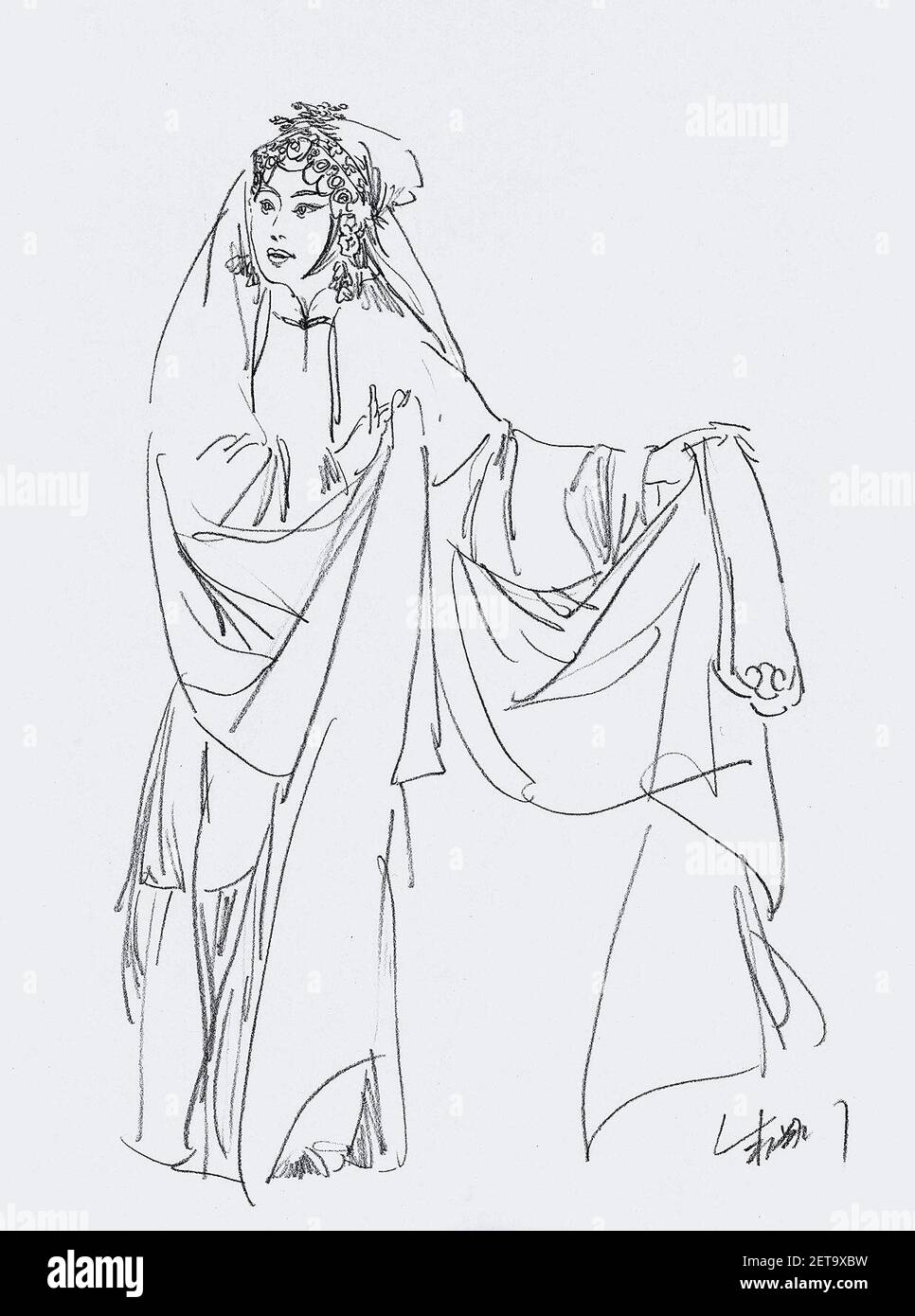 Undated and unlocated photo: Pencil drawing, "Peony Pavilion" by Zhu ...