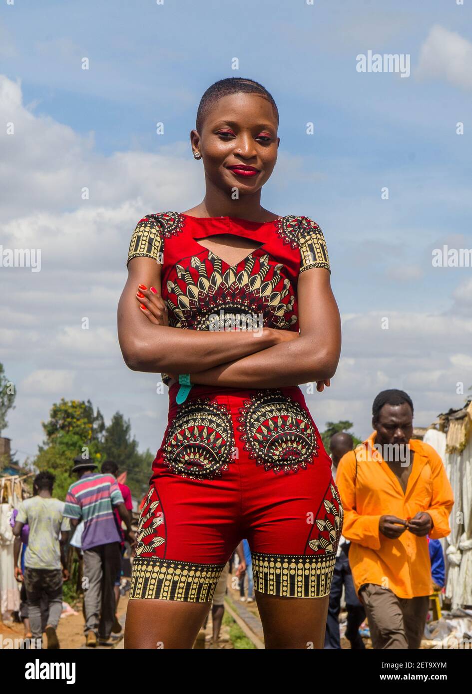 Fibi a local designer and model from Kibera Slums poses in her ...