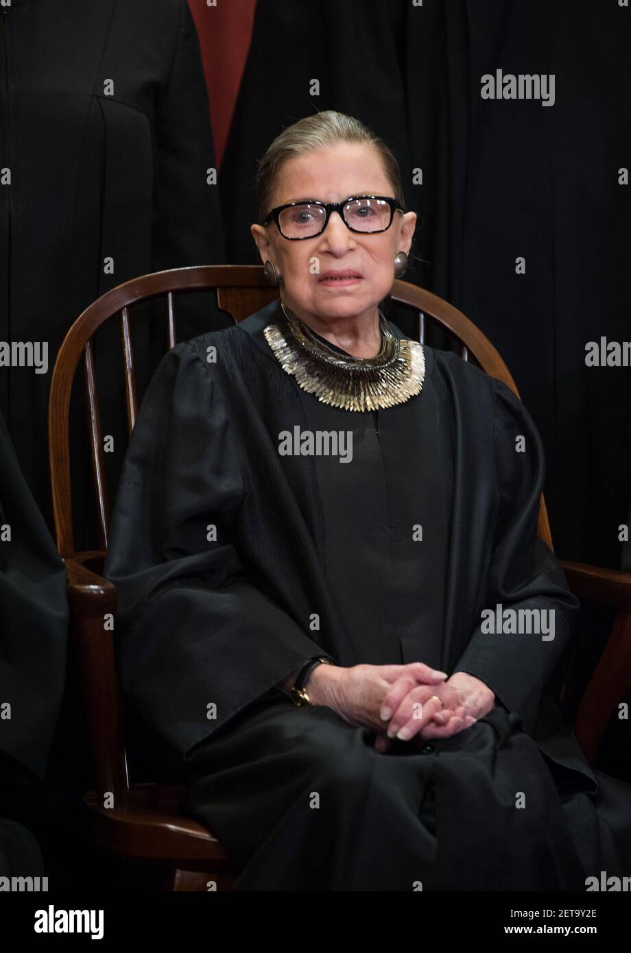 Supreme Court Associate Justice Ruth Bader Ginsburg poses during the ...