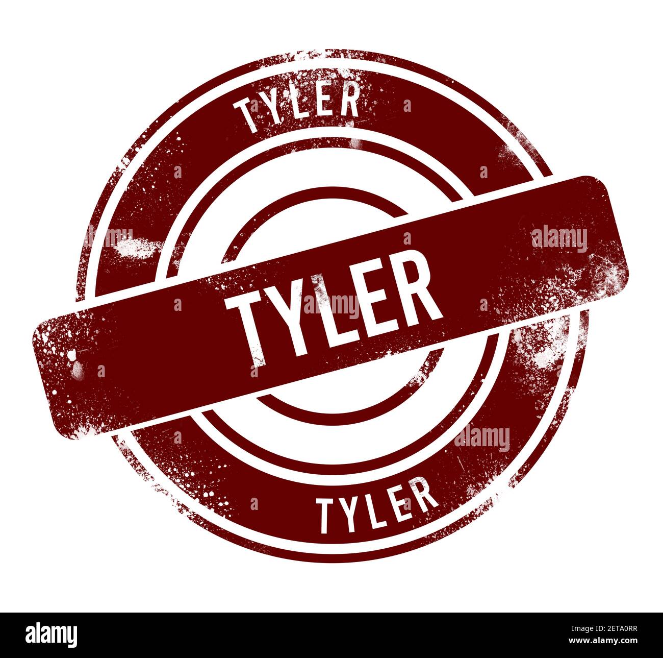 Tyler - red round grunge button, stamp Stock Photo - Alamy