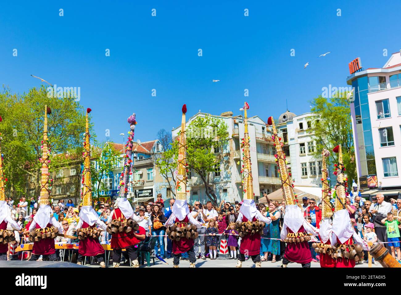 Bulgarian Kukeri at Varna Carnival.Kukeri are elaborately costumed ...