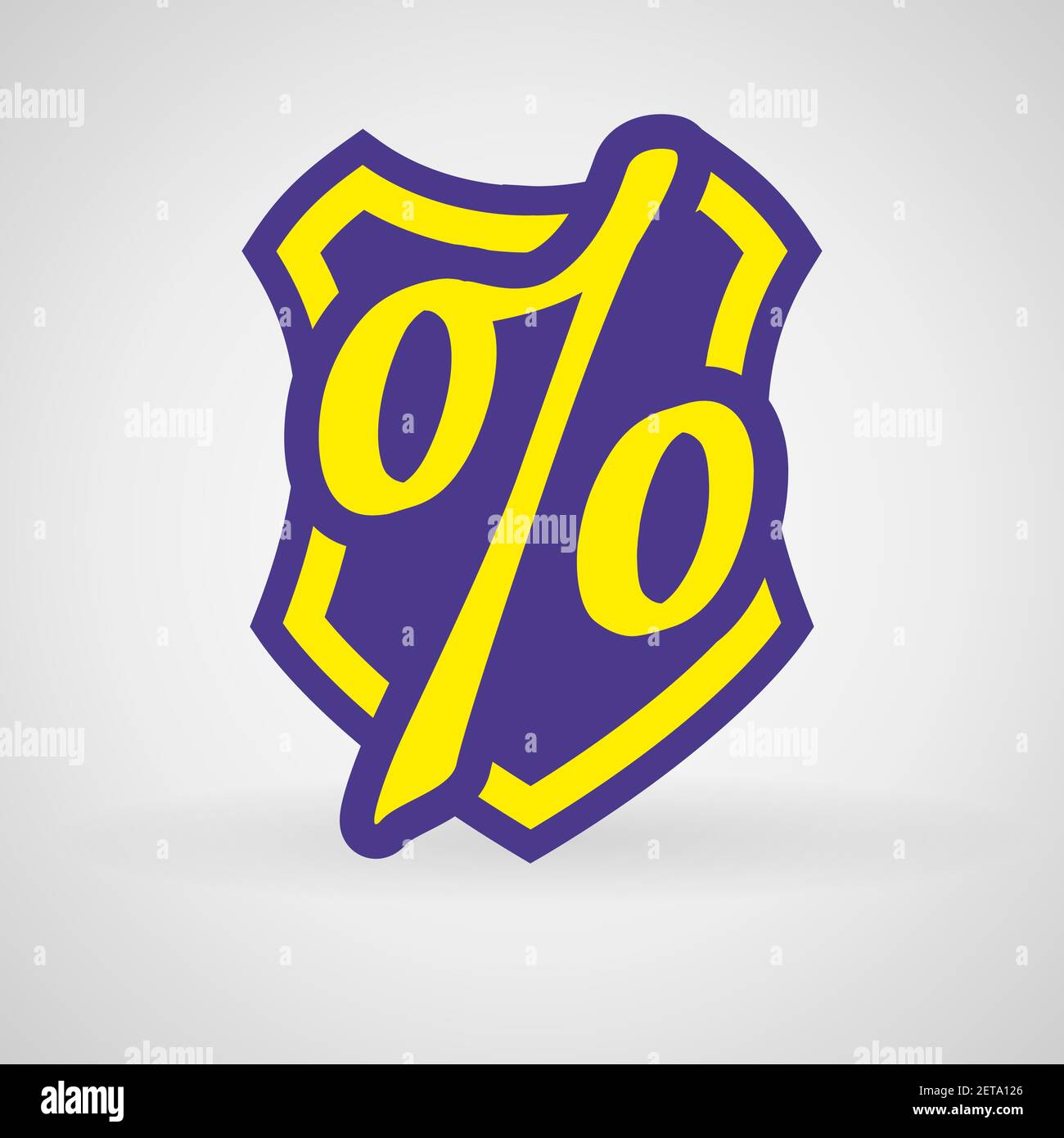 Yellow percent protection logo icon design template. Discount percent ...