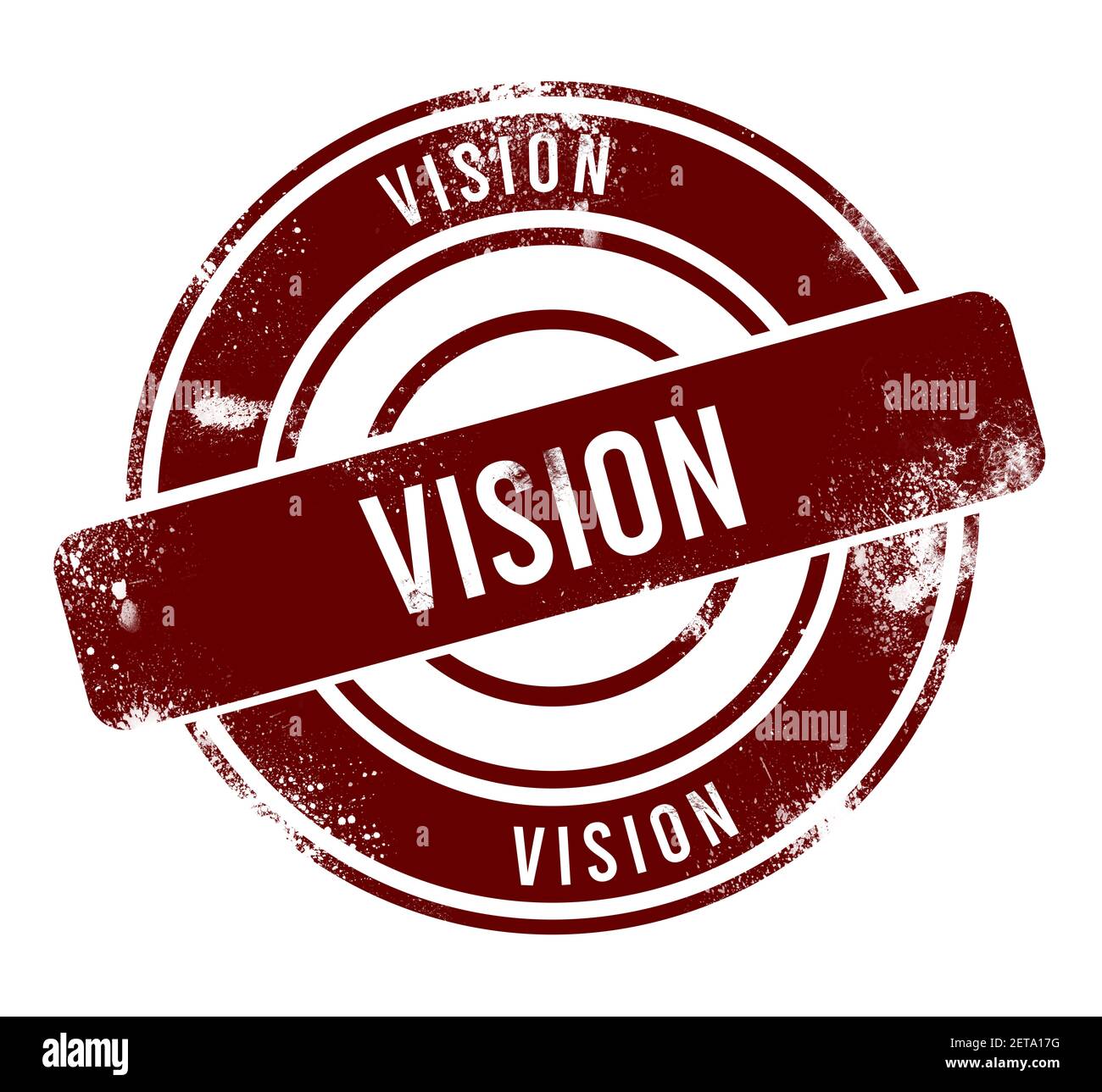 Vision - red round grunge button, stamp Stock Photo - Alamy