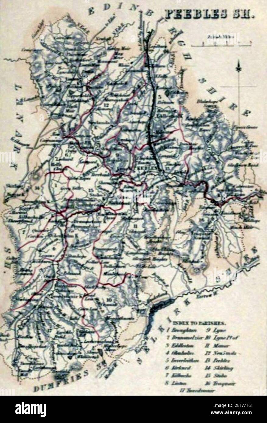 PEEBLESSHIRE Civil Parish map Stock Photo - Alamy