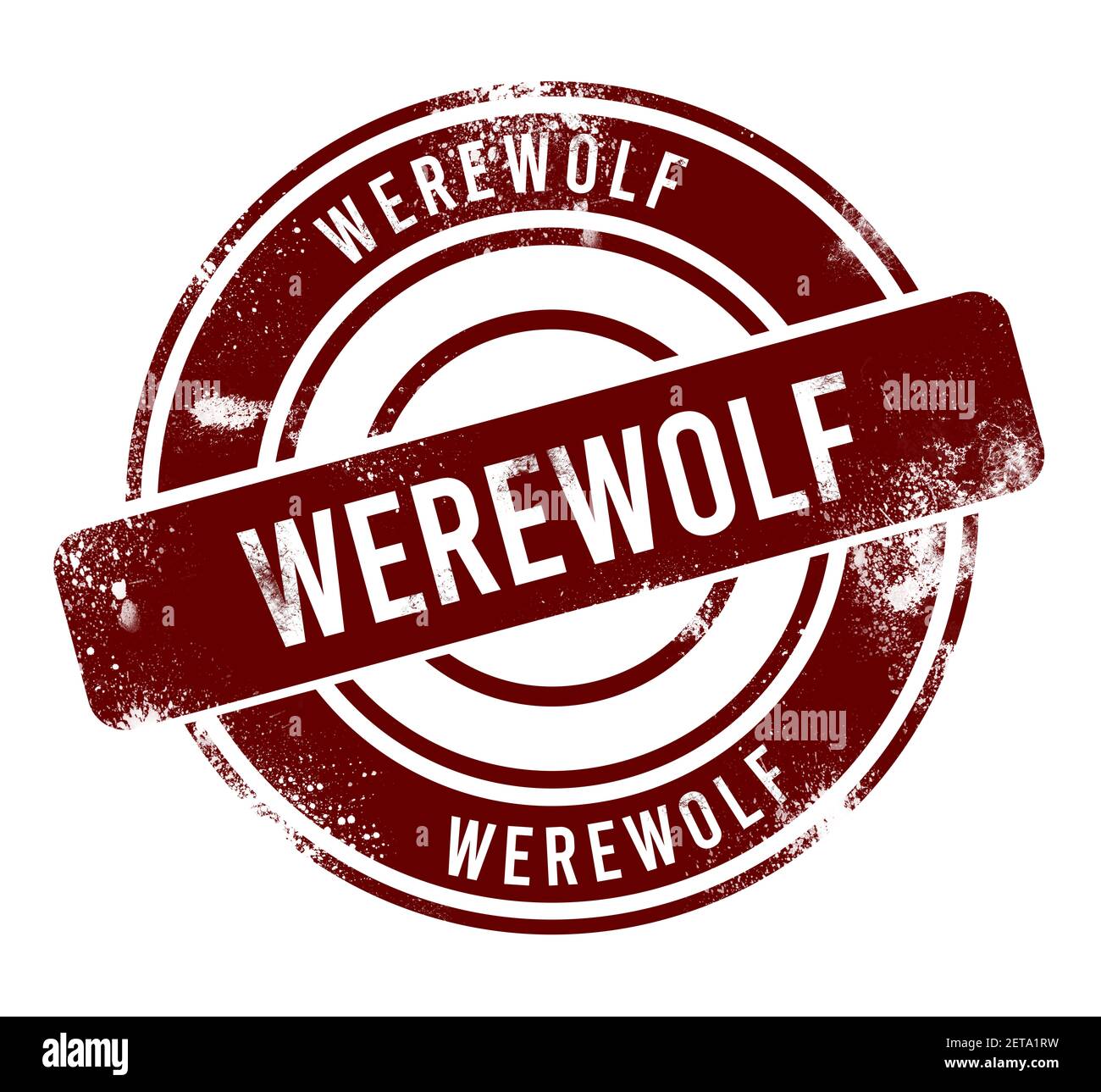 Werewolf - red round grunge button, stamp Stock Photo - Alamy