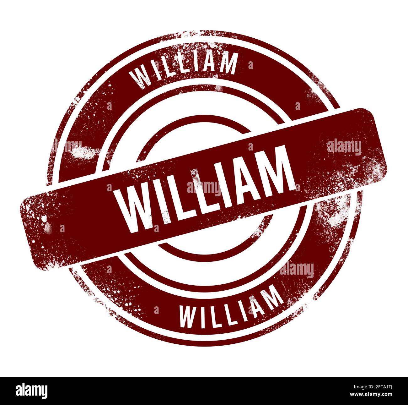 William - red round grunge button, stamp Stock Photo - Alamy