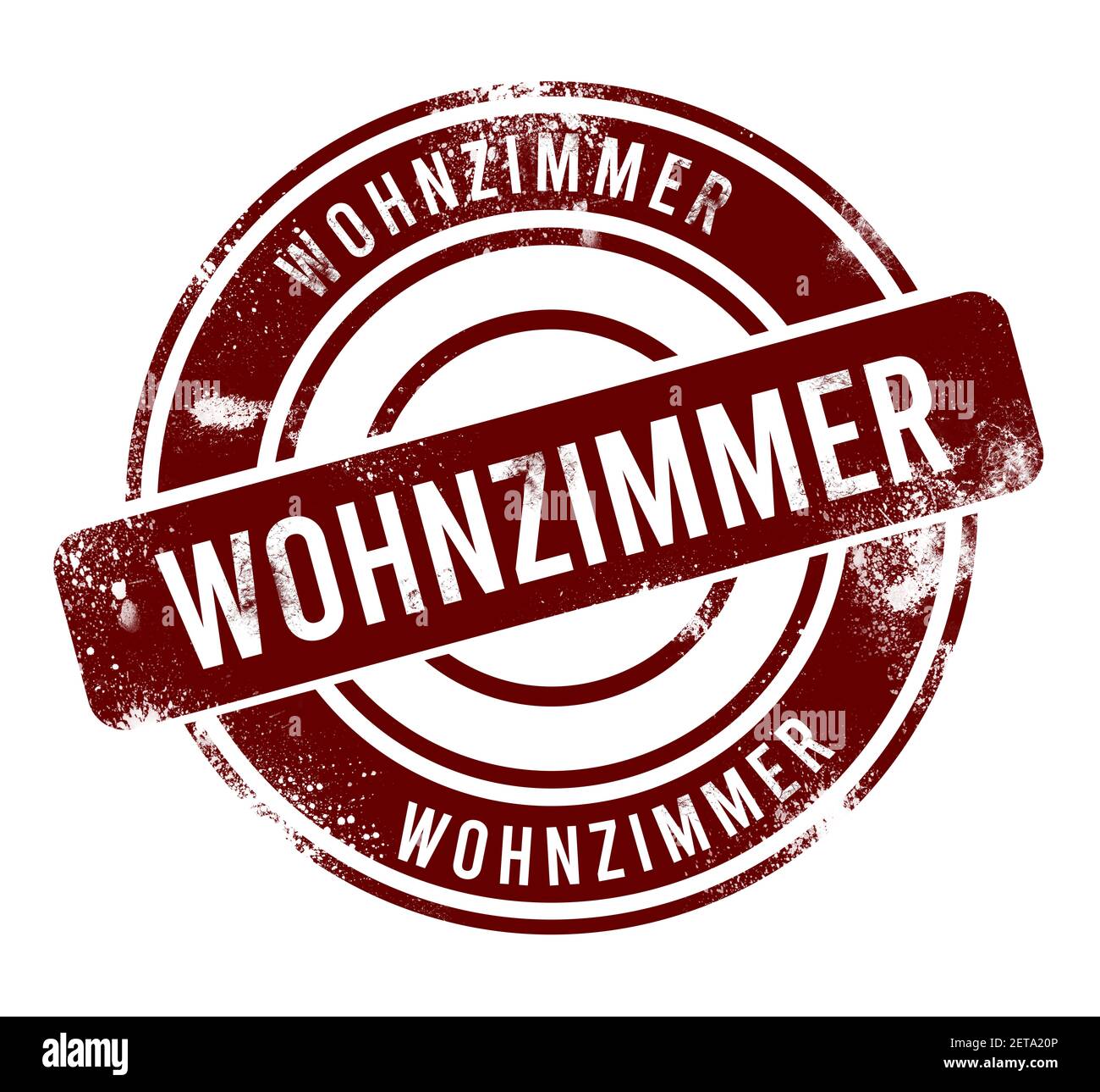 wohnzimmer - red round grunge button, stamp Stock Photo - Alamy