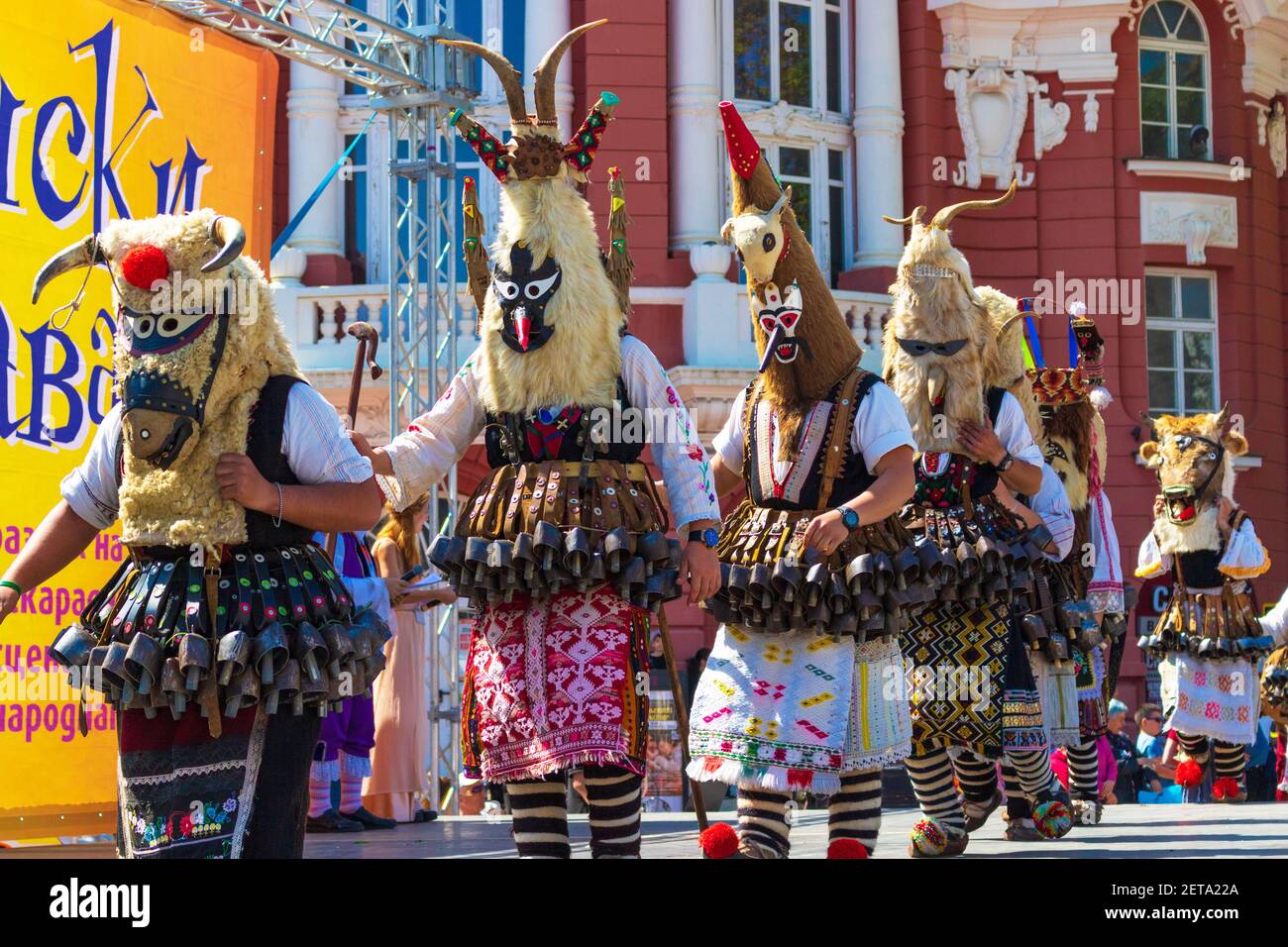 Bulgarian Kukeri at Varna Carnival.Kukeri are elaborately costumed ...