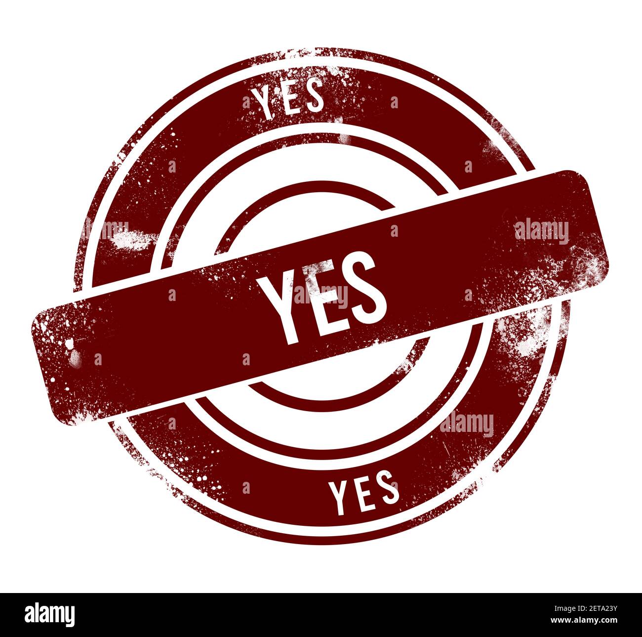 Yes - red round grunge button, stamp Stock Photo - Alamy