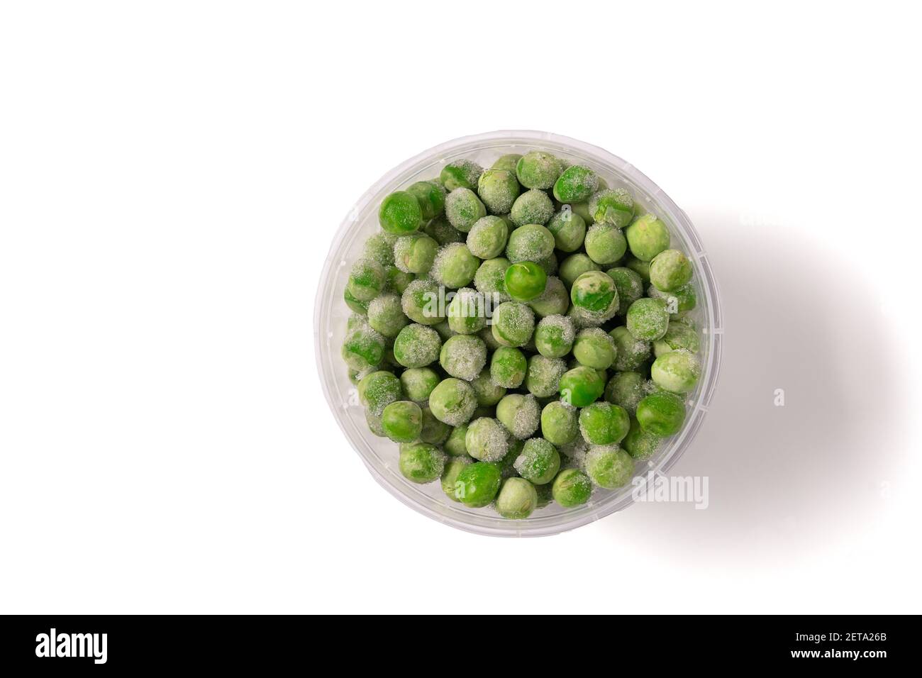 Frozen green beans in plastic box isolated on white background,flat lay ...