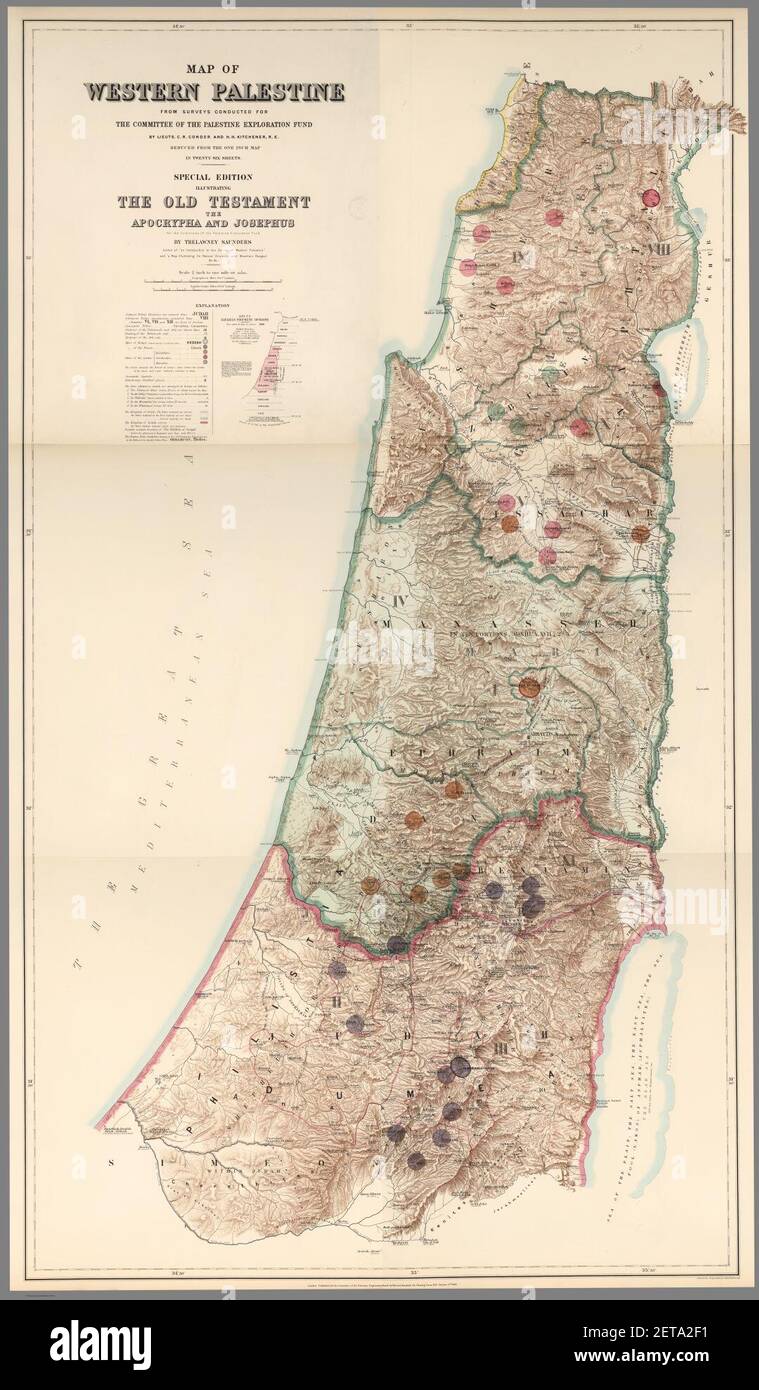 PEF Survey of Western Palestine showing the Old Testament Stock Photo ...