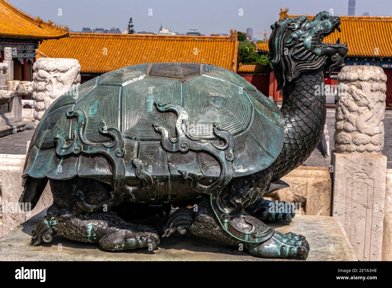 Beijing, China. 2nd June, 2017. On the terrace stands a bronze tortoise ...