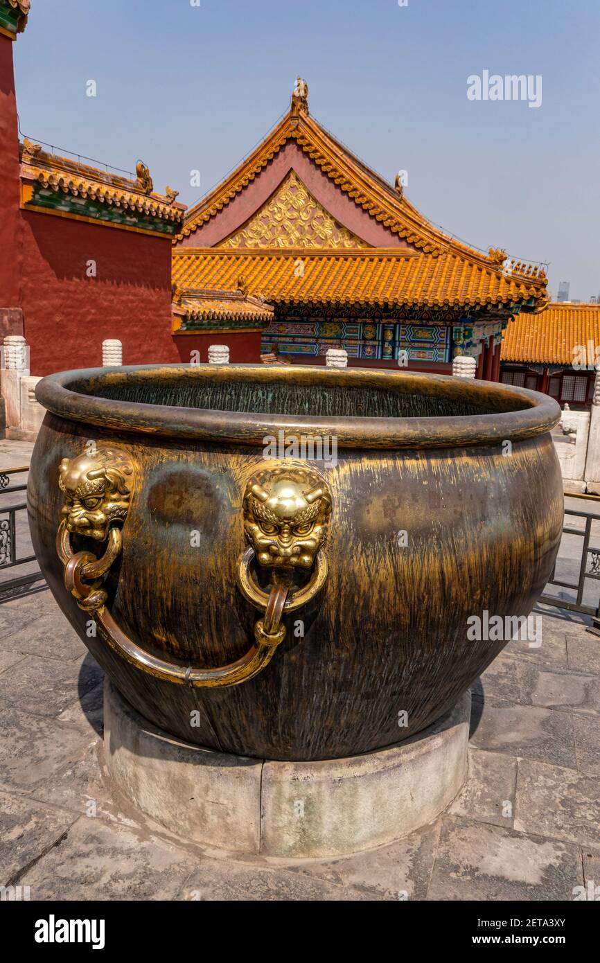 Beijing, China. 2nd June, 2017. Copper and iron vats stand on either ...