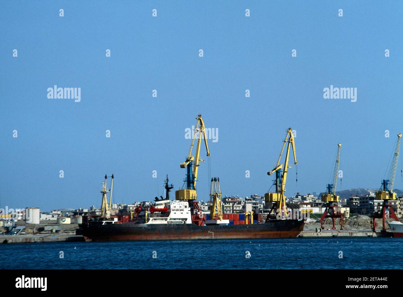 Crete Greece Iraklion Harbour Container Ship at Port Stock Photo - Alamy