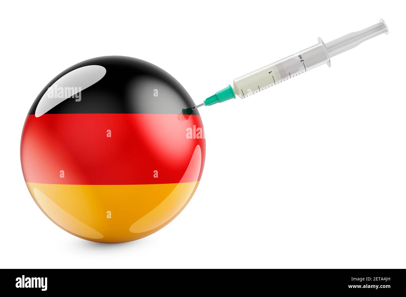 Syringe with German flag. Vaccination in Germany concept, 3D rendering ...