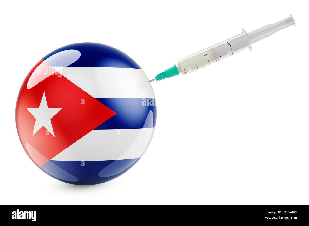 Syringe with Cuban flag. Vaccination in Cuba concept, 3D rendering ...