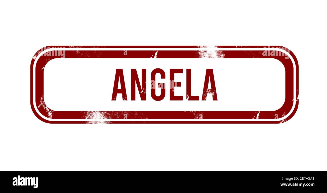 Angela - red grunge button, stamp Stock Photo - Alamy