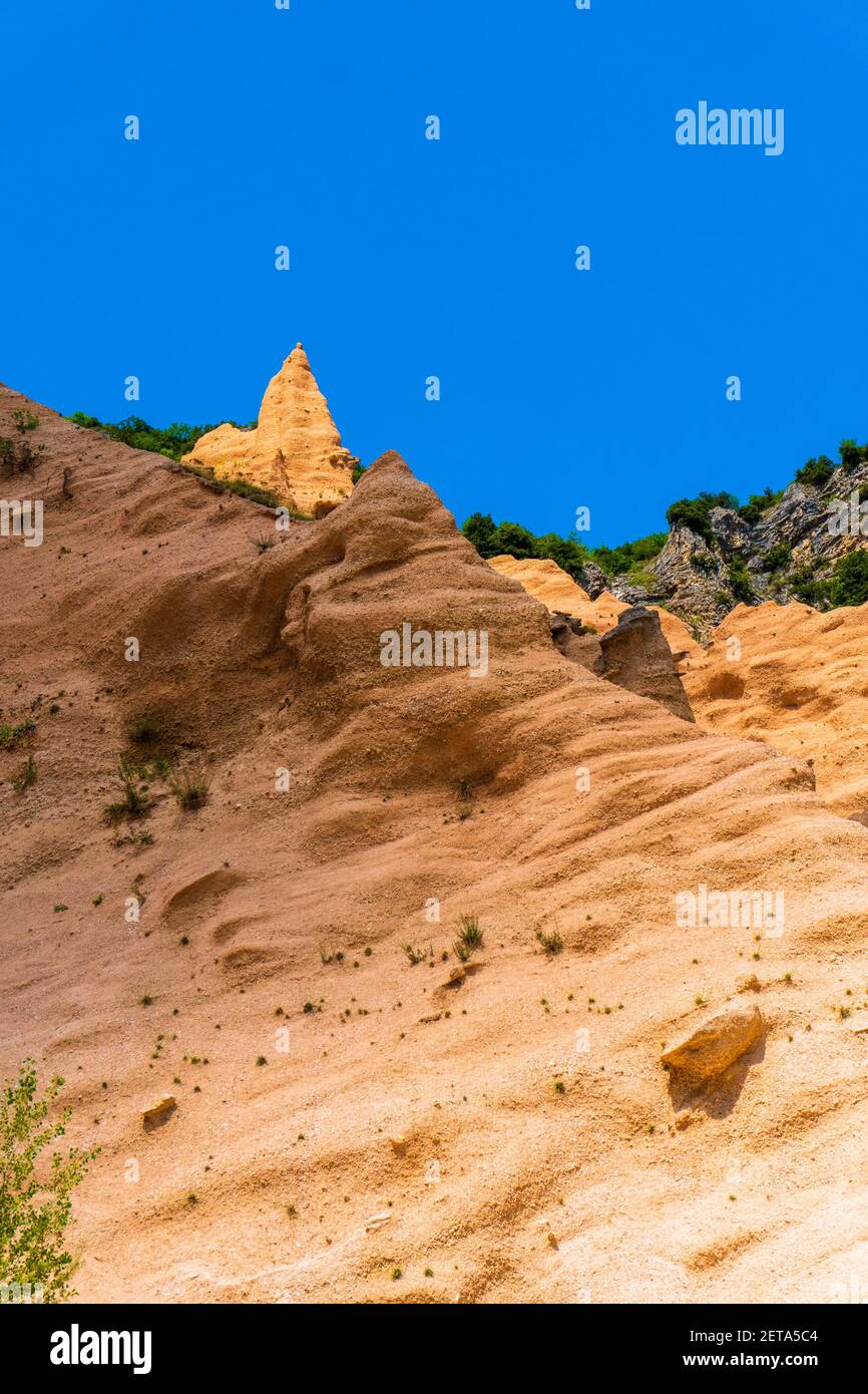 A beautiful landscape of the high sharp-edged desert cliffs on a clear ...