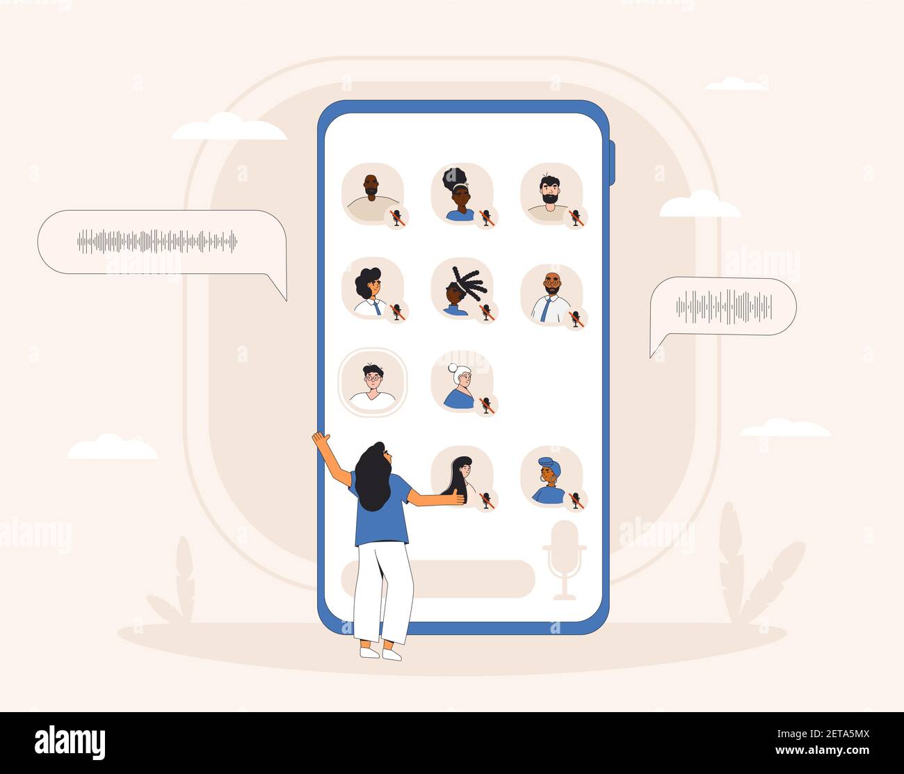 Social media networking app. Audio chat. Talking with friends with ...